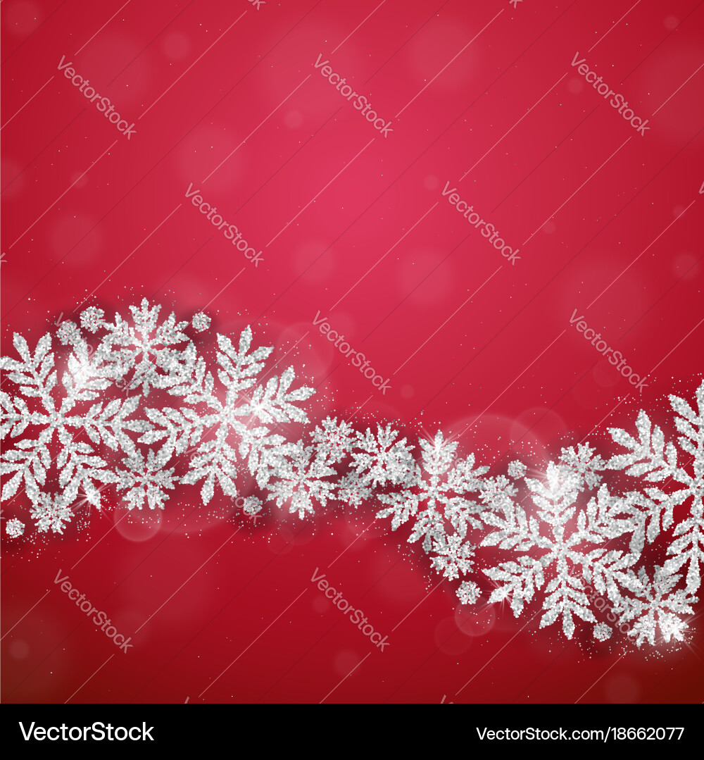 Christmas silver glittering snowflakes background Vector Image
