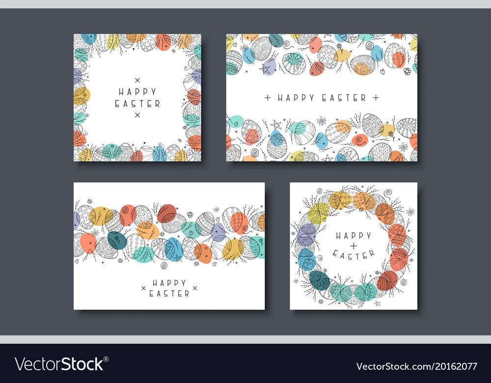 Collection of holiday greeting cards happy easter Vector Image