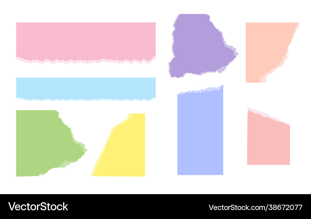 Colorful ripped paper torn page chunk set Vector Image