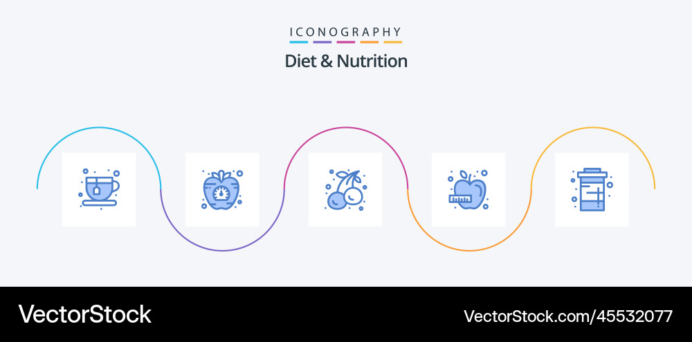 Diet and nutrition blue 5 icon pack including Vector Image