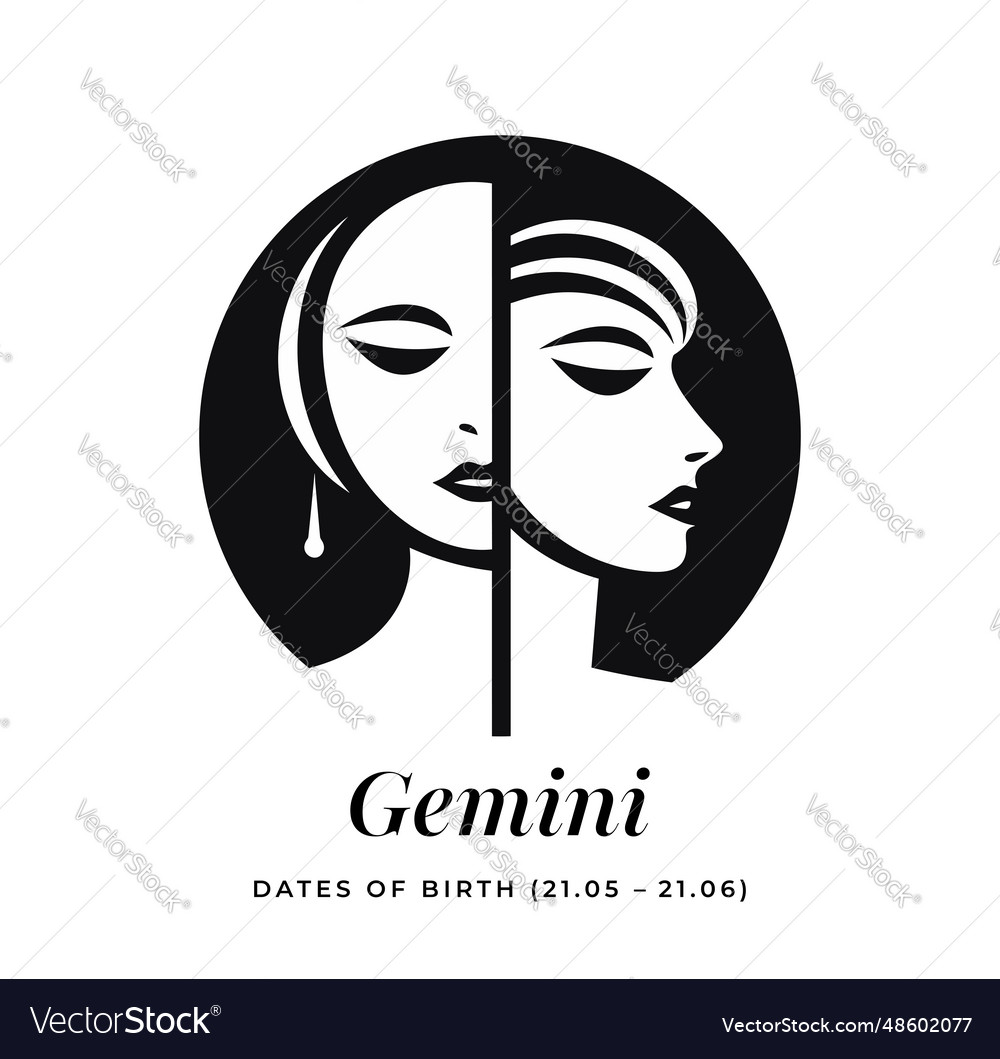 Gemini horoscope sign astrology emblem logo Vector Image Gemini horoscope sign astrology emblem logo Vector Image