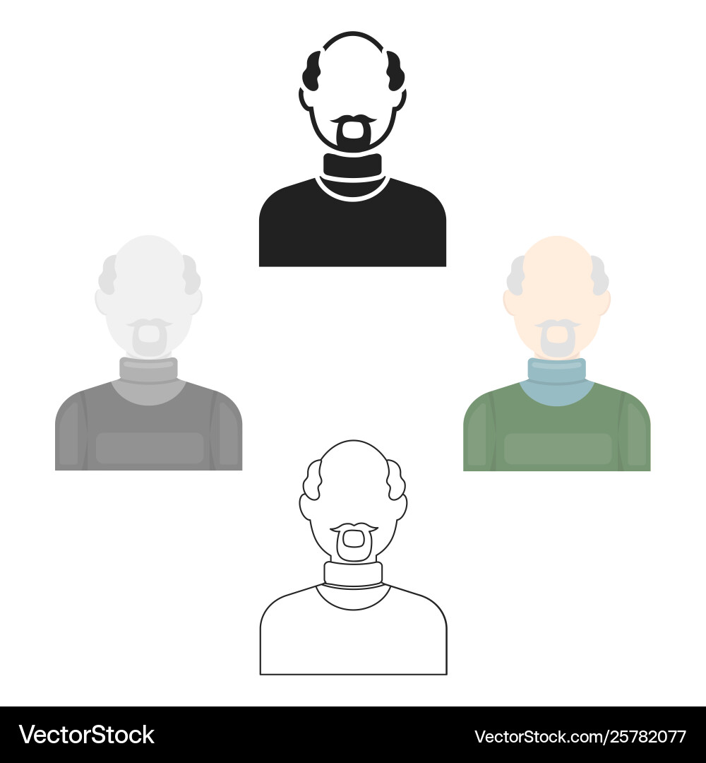 Gray beard icon cartoonblack single avatar Vector Image