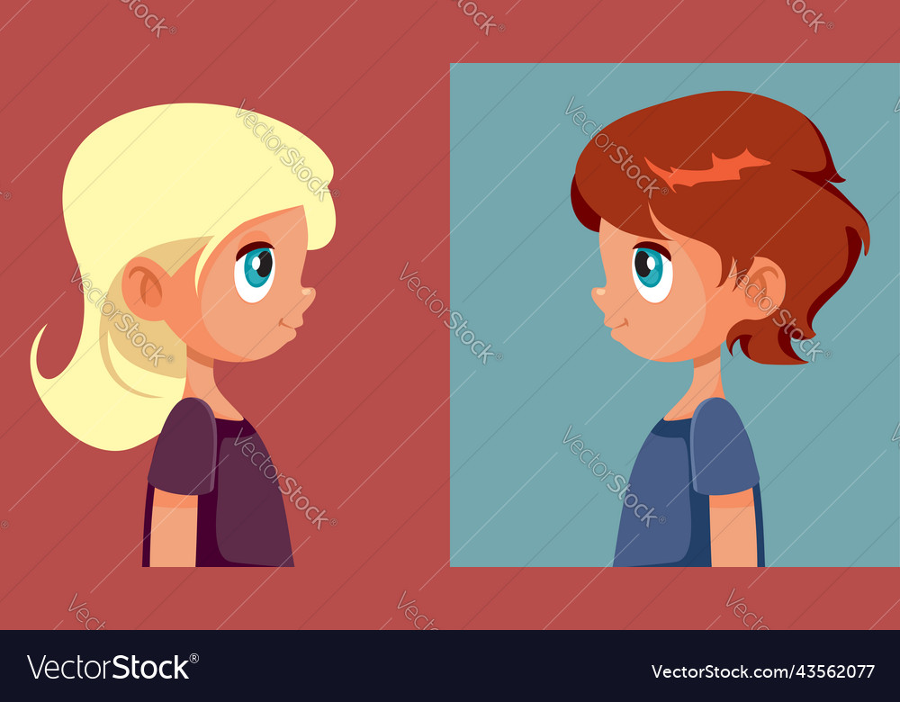 Little girl vs boy cartoon Royalty Free Vector Image