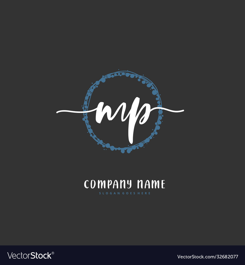 M p mp initial handwriting and signature logo Vector Image