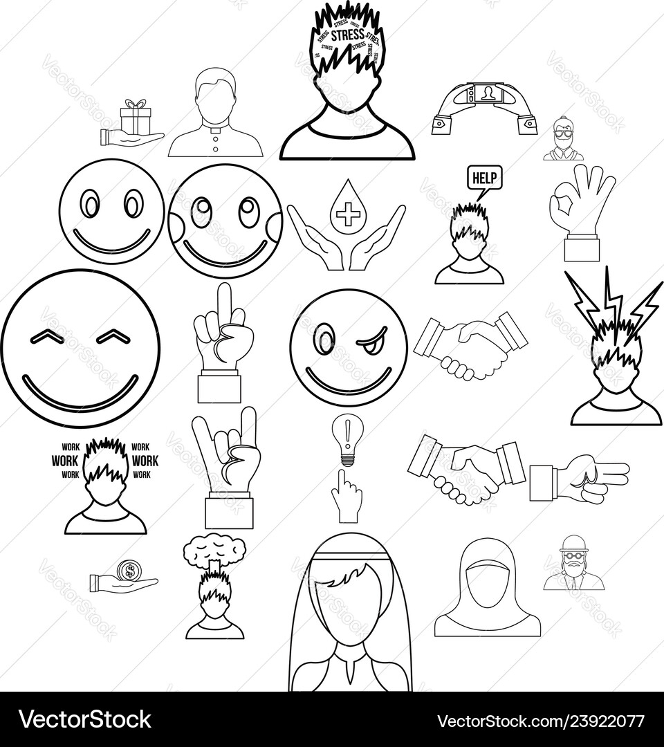 Sensation icons set outline style Royalty Free Vector Image