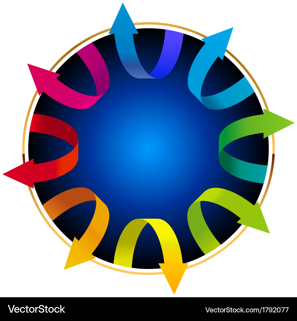 Volumetric colorful rotating arrows Royalty Free Vector