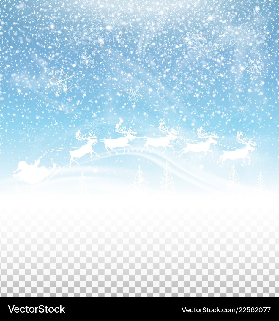 Winter sky with falling snow and santa claus Vector Image