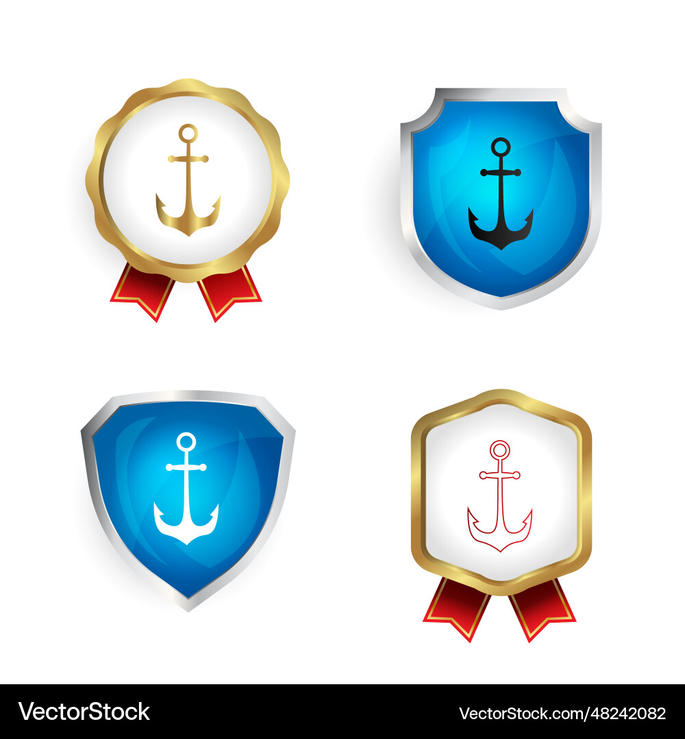 Abstract boat anchor badge and label collection Vector Image