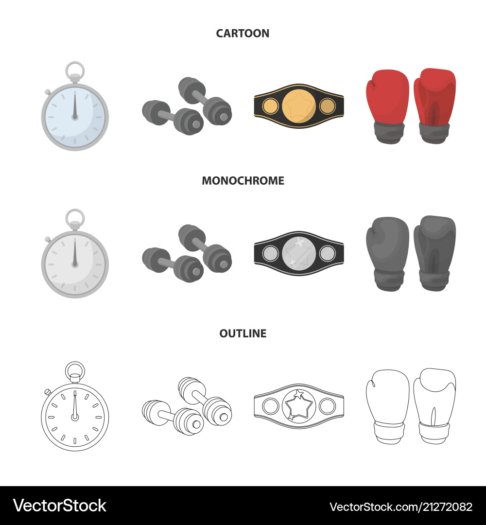 Boxing sport stopwatch watch set Royalty Free Vector Image