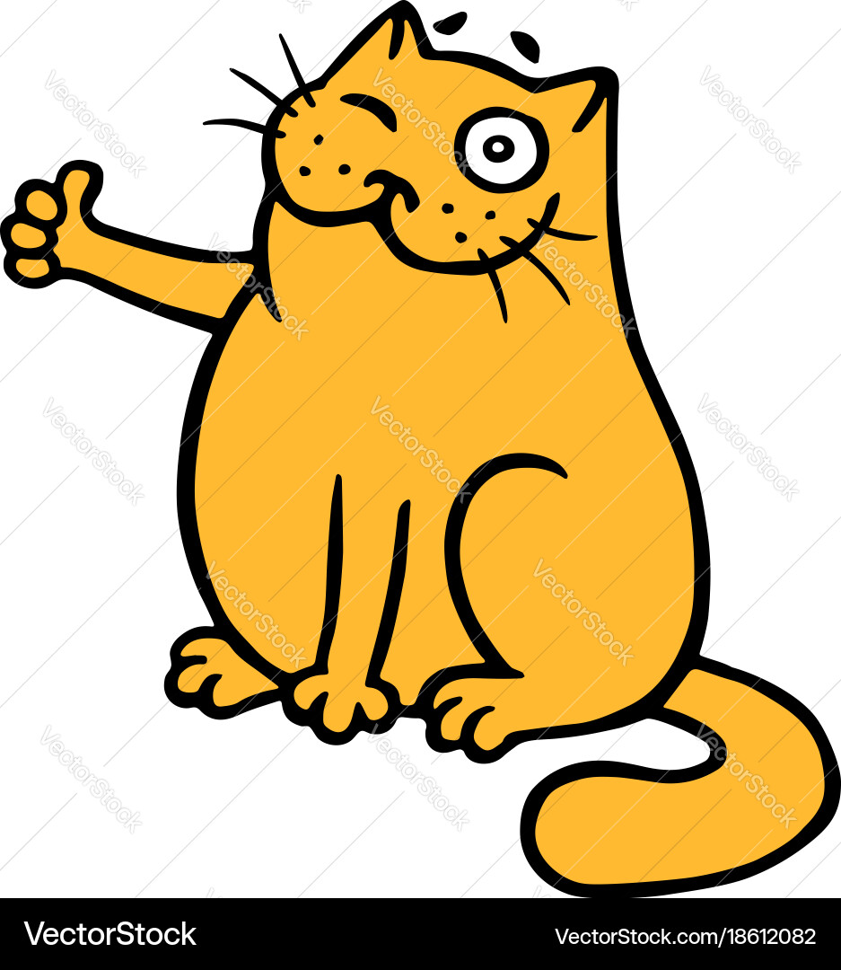 Cat shows that everything is ok good news Vector Image