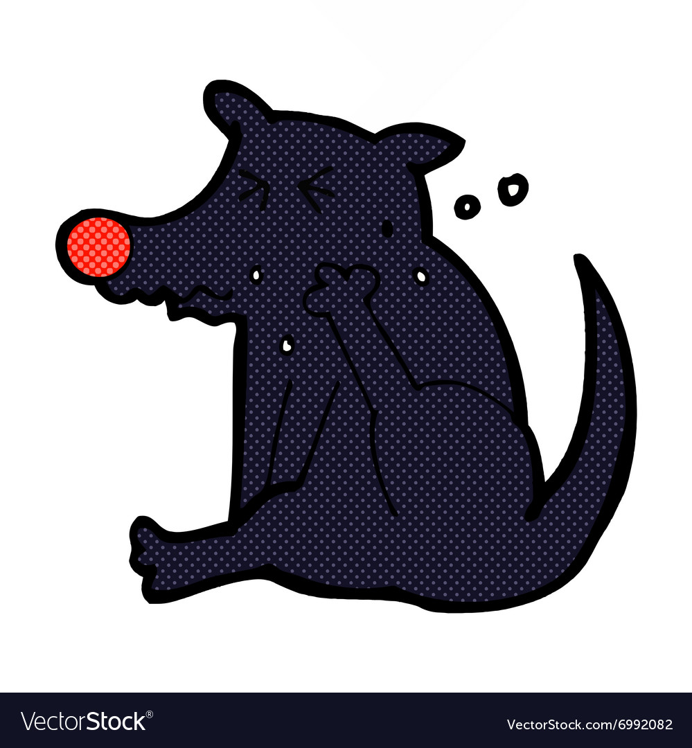 Comic cartoon dog scratching Royalty Free Vector Image