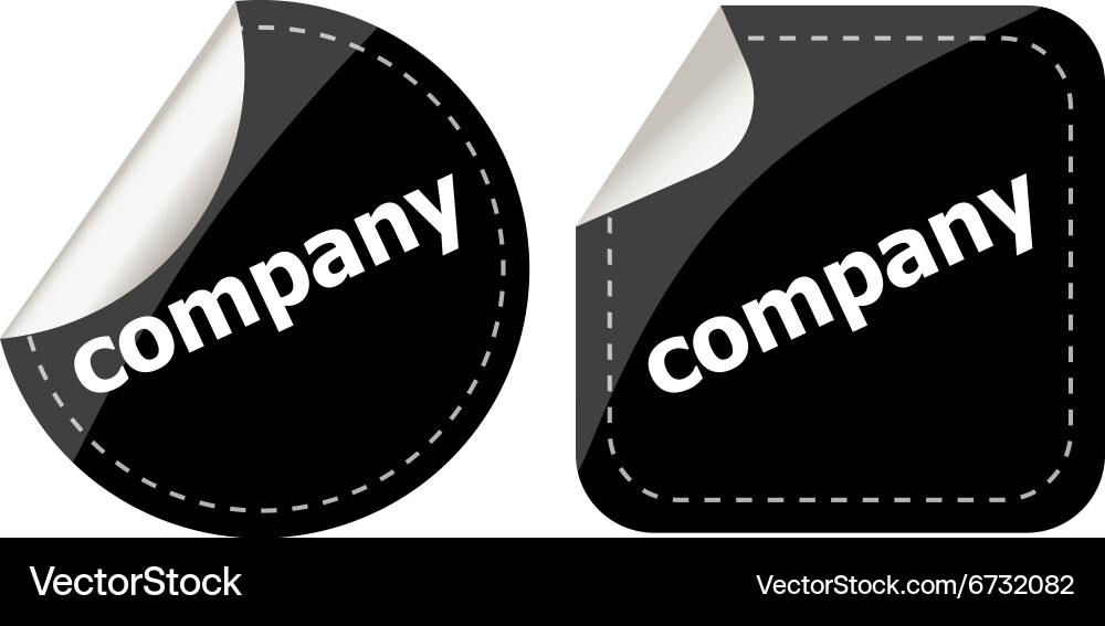 Company word on black stickers button set label Vector Image