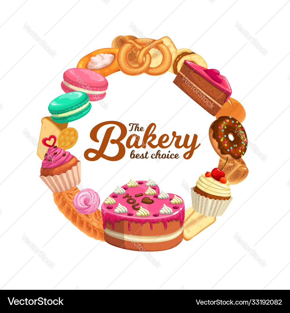 Confectionery sweet desserts round frame Vector Image