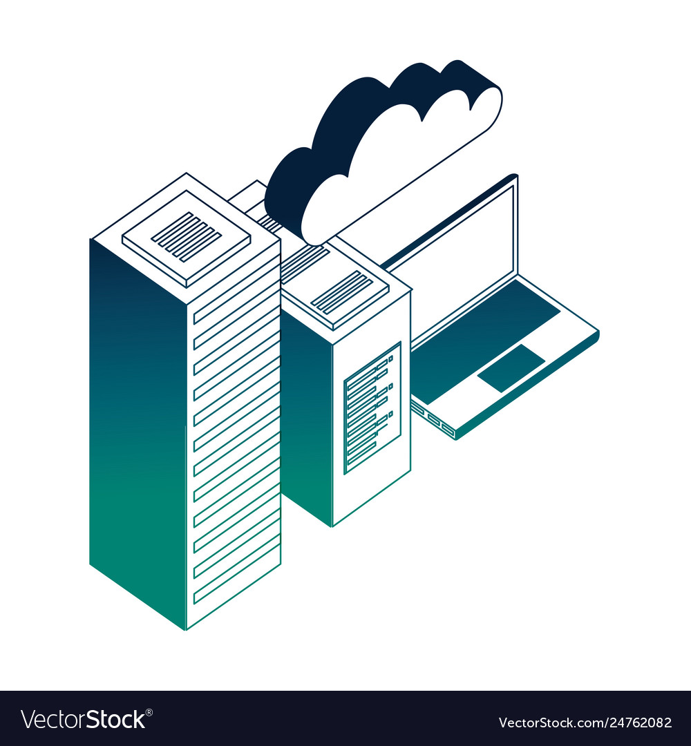 Database server computer cpu laptop cloud storage Vector Image