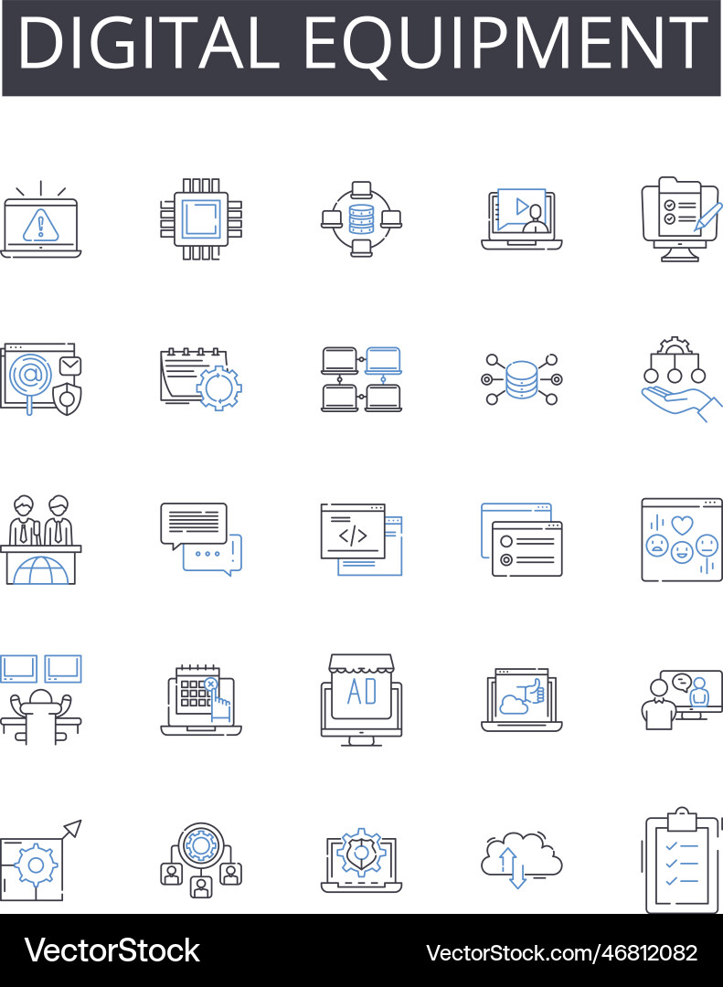 Digital equipment line icons collection Royalty Free Vector