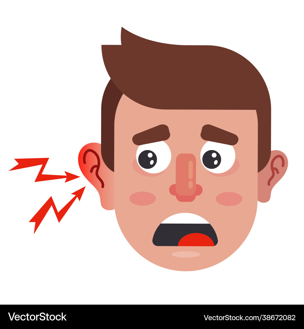 Ear inflammation in a man severe otitis media Vector Image