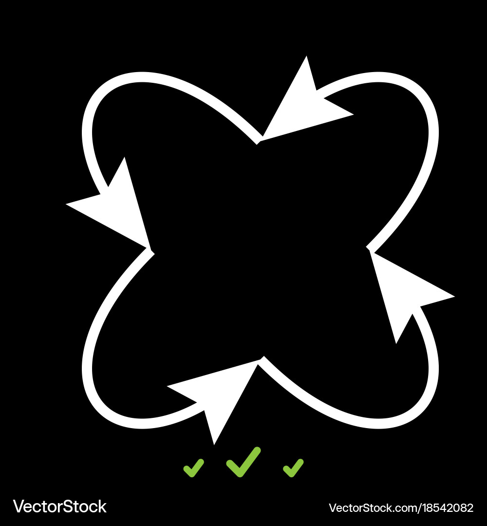 Four arrows in loop in and from center icon Vector Image