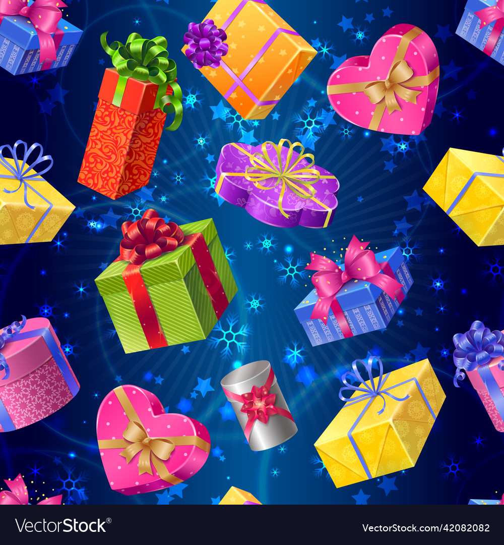 Gift boxes seamless pattern Royalty Free Vector Image