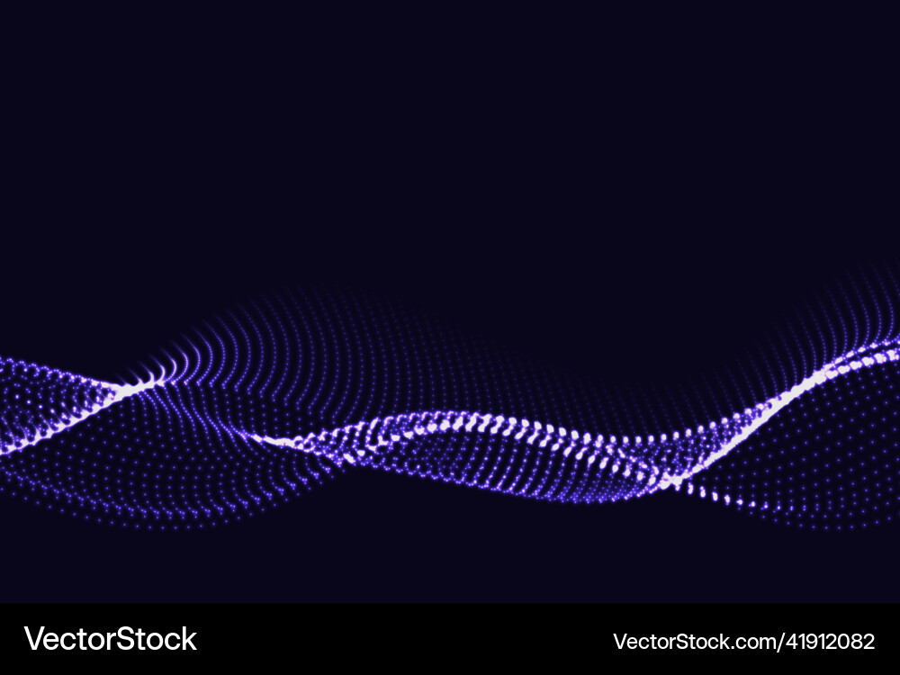Glowing wave of particles on a dark blue Vector Image