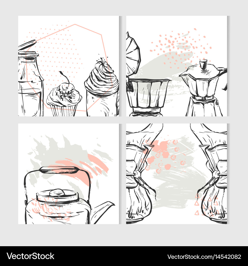 Hand drawn abstract textured food card Royalty Free Vector