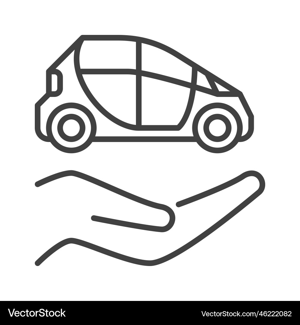 Hand with vehicle rent a car concept linear icon Vector Image