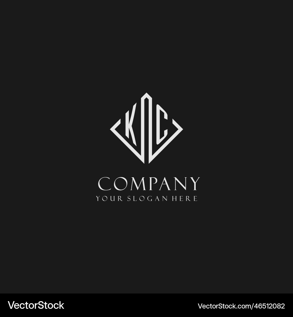 Letter kc logo with rhombus square design style Vector Image