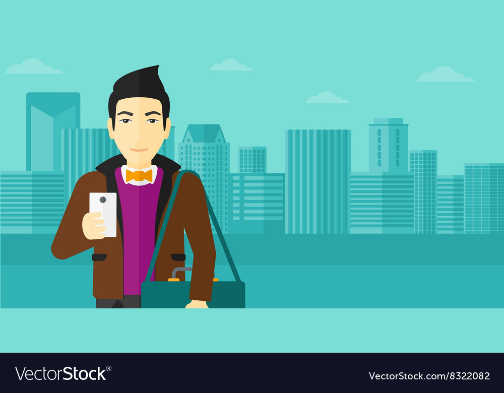 Man using smartphone Royalty Free Vector Image