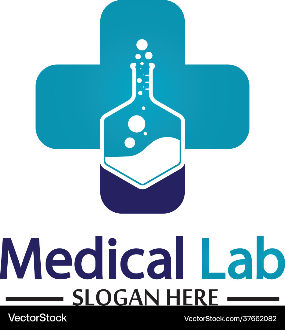 Medical lab logo template design emblem design Vector Image