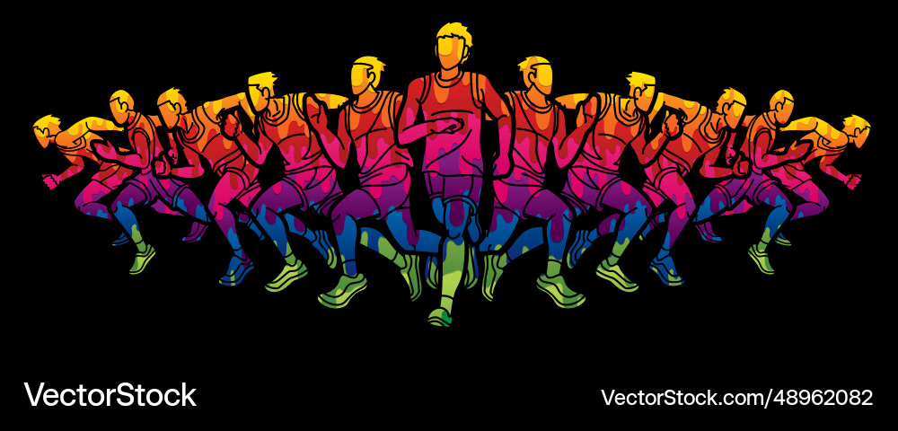 Men runner mix action marathon running sport Vector Image