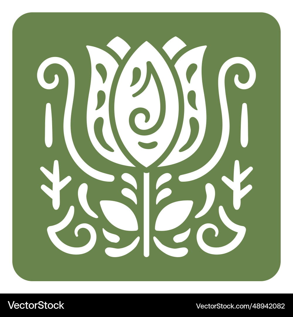 Ornamental green flower cut out Royalty Free Vector Image