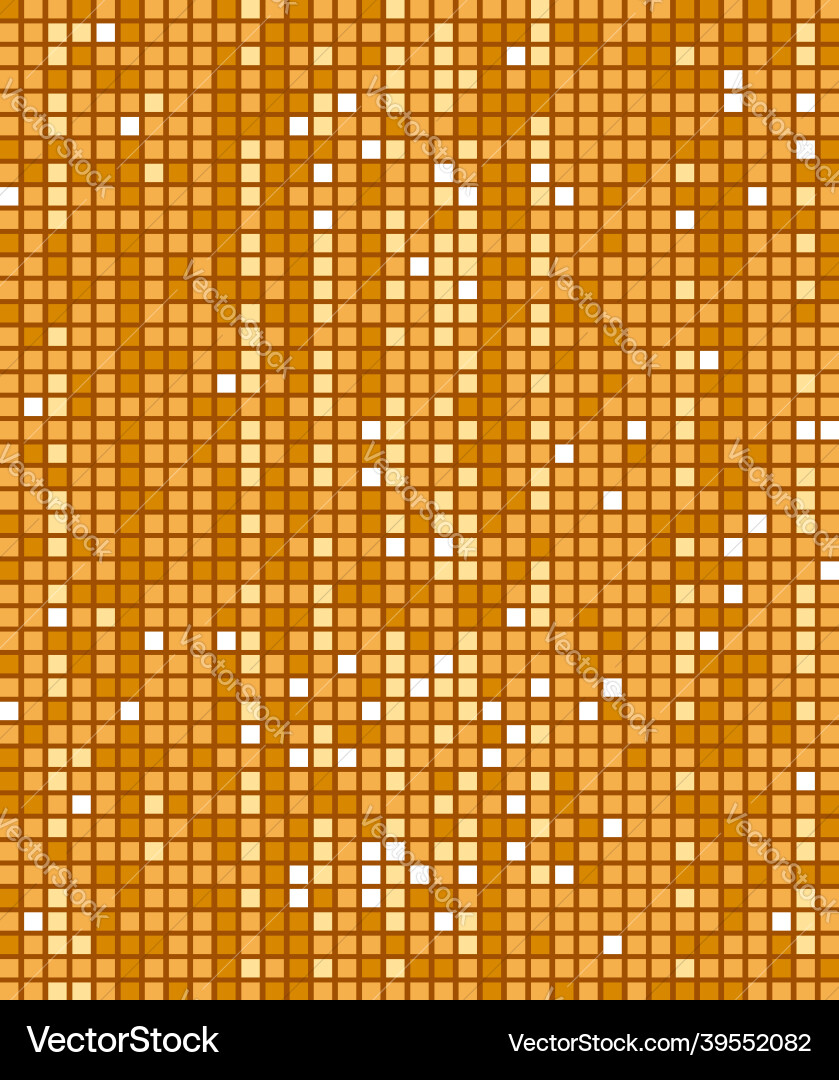 Pixel golden background textured gold mosaic Vector Image