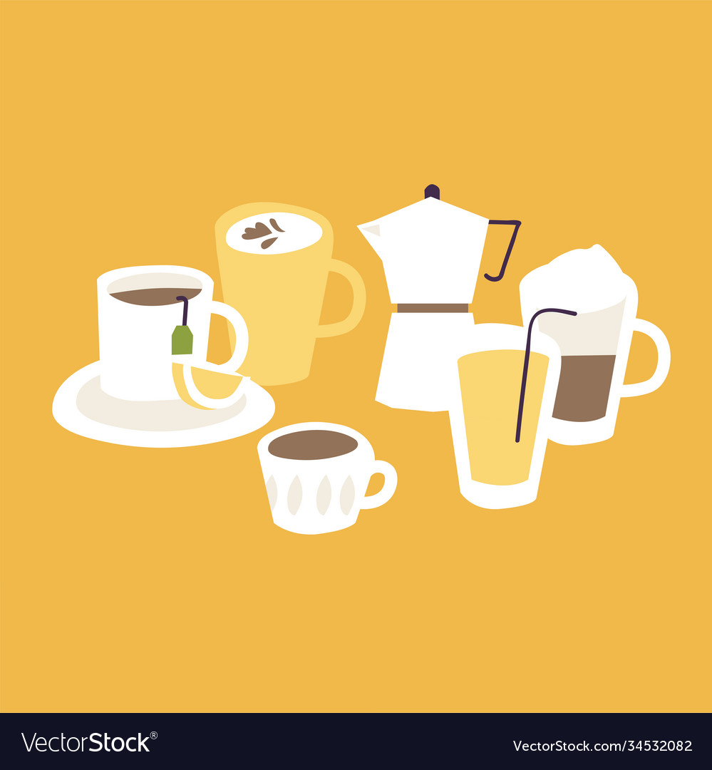 Set different hot drinks Royalty Free Vector Image