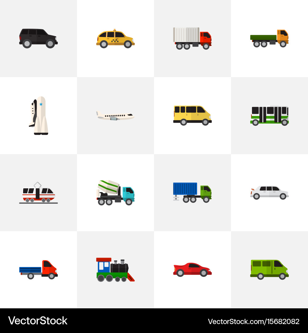 Set of 16 editable automobile icons includes Vector Image