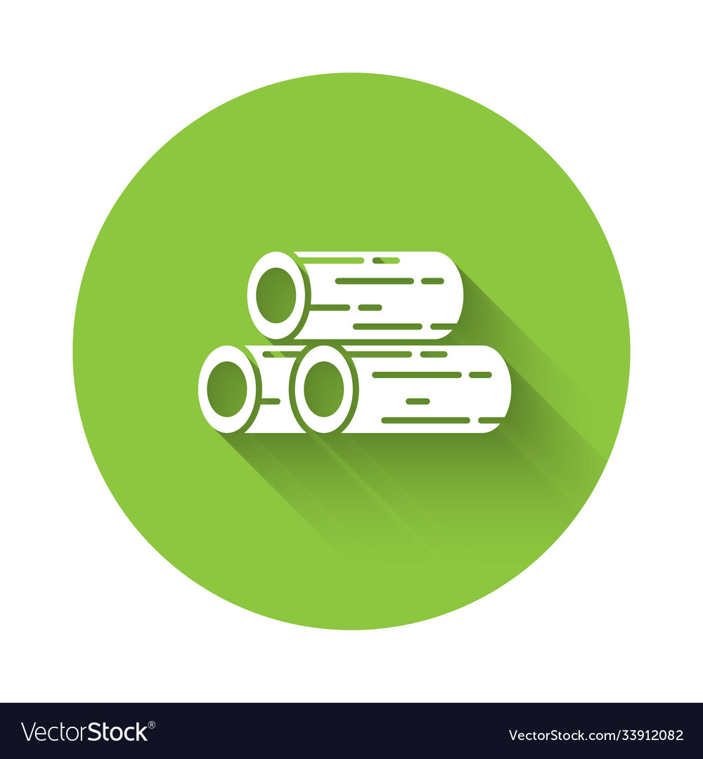 White wooden logs icon isolated with long shadow Vector Image