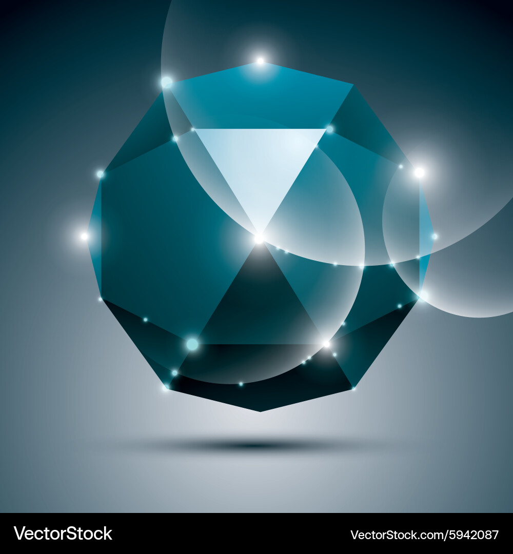 3D blue shiny sphere fractal dazzling abstract Vector Image