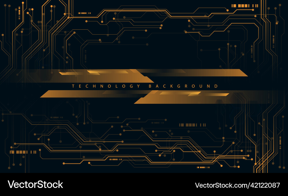 Abstract gold circuit cyber technology futuristic Vector Image