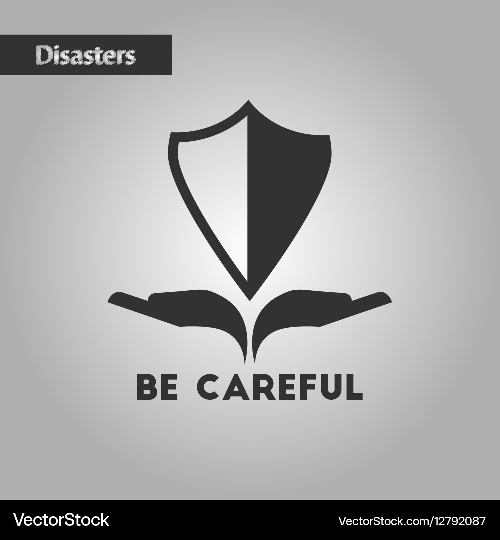 Black and white style nature careful hand shield Vector Image