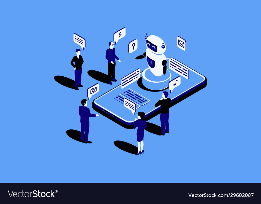 Chatbot flat isometric Royalty Free Vector Image