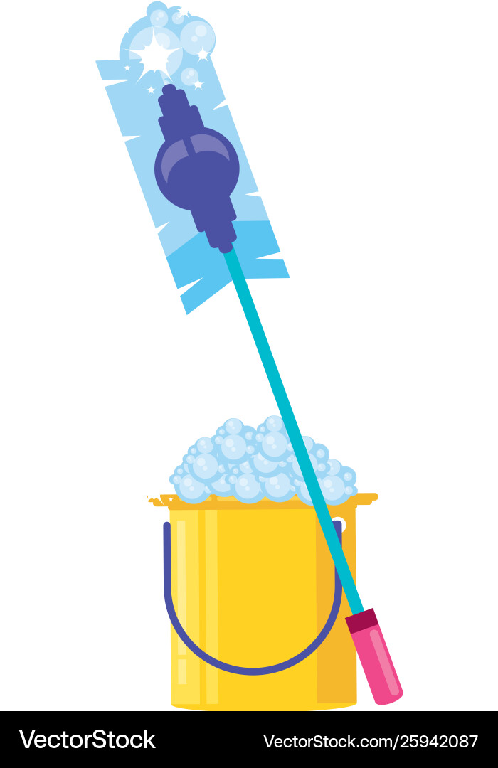 Isolated cleaning mop and bucket design Royalty Free Vector