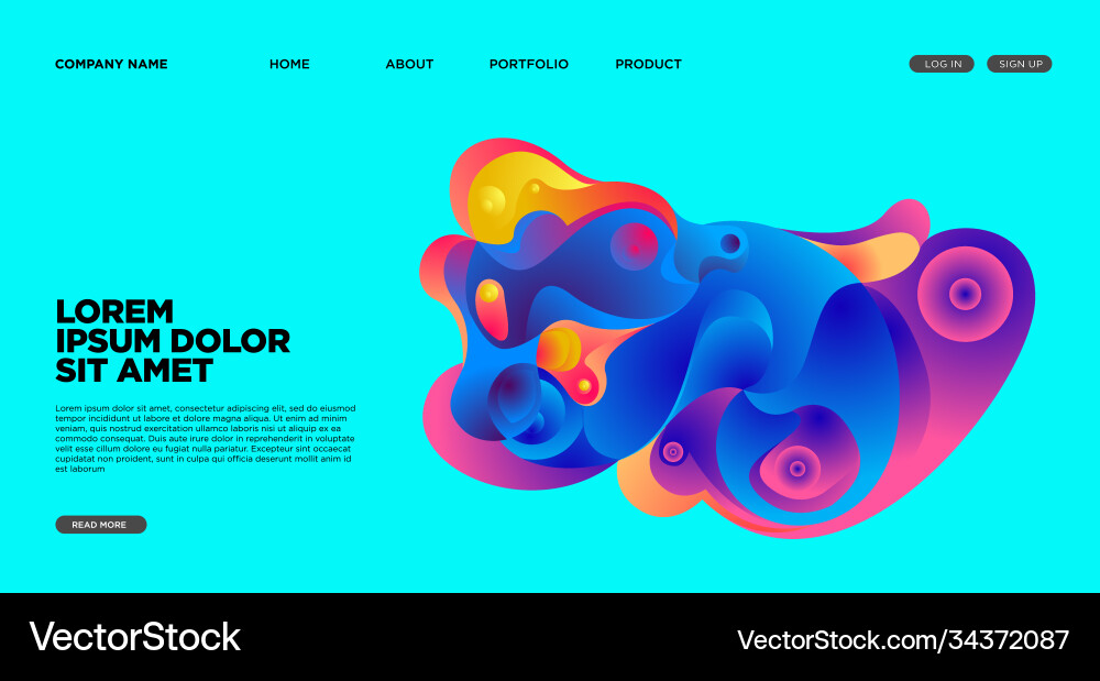 Modern colorful landing page abstract fluid Vector Image
