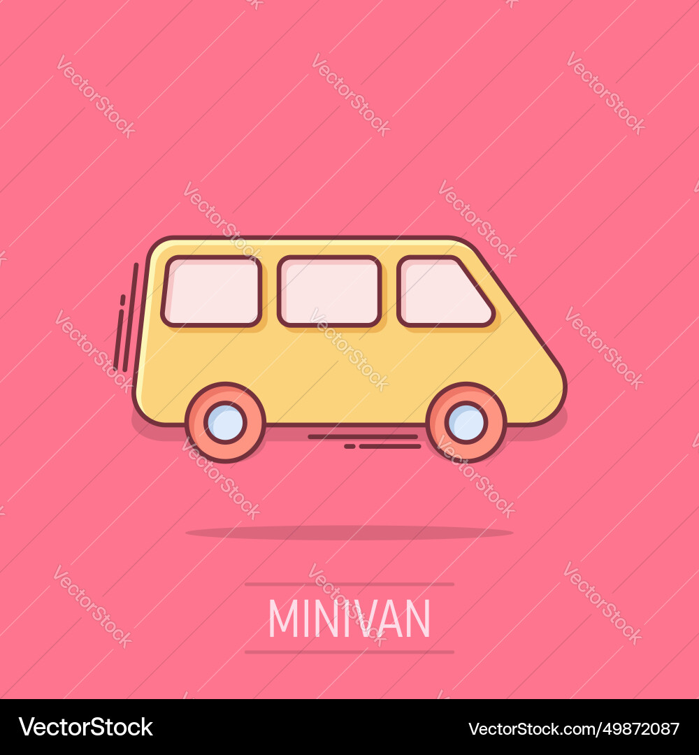 Passenger minivan sign icon in comic style car Vector Image