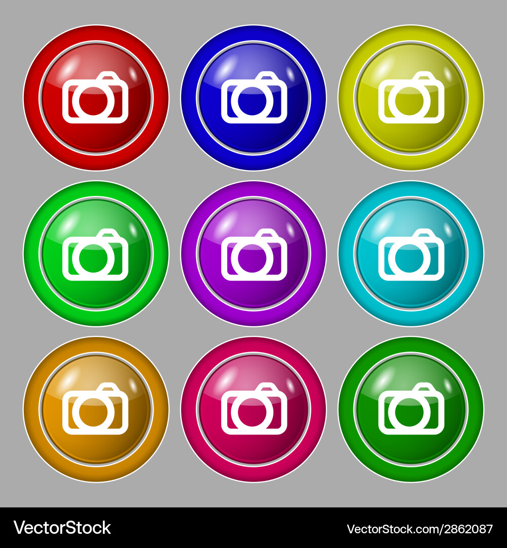 Photo camera sign icon digital symbol set Vector Image
