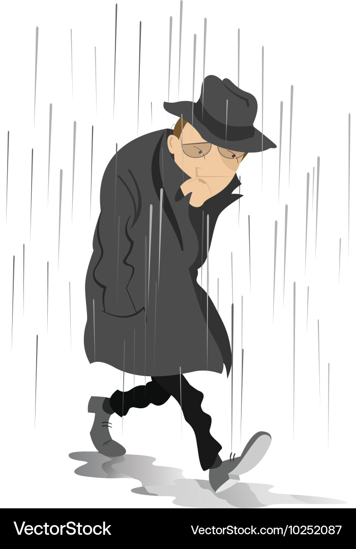 Rainy day and the man in low spirits Royalty Free Vector