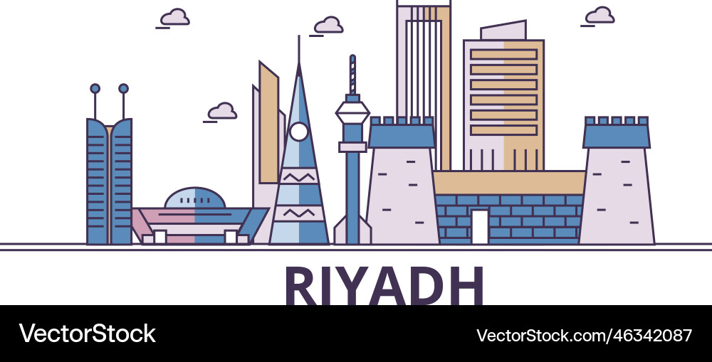 Saudi arabia riyadh tourism landmarks Royalty Free Vector