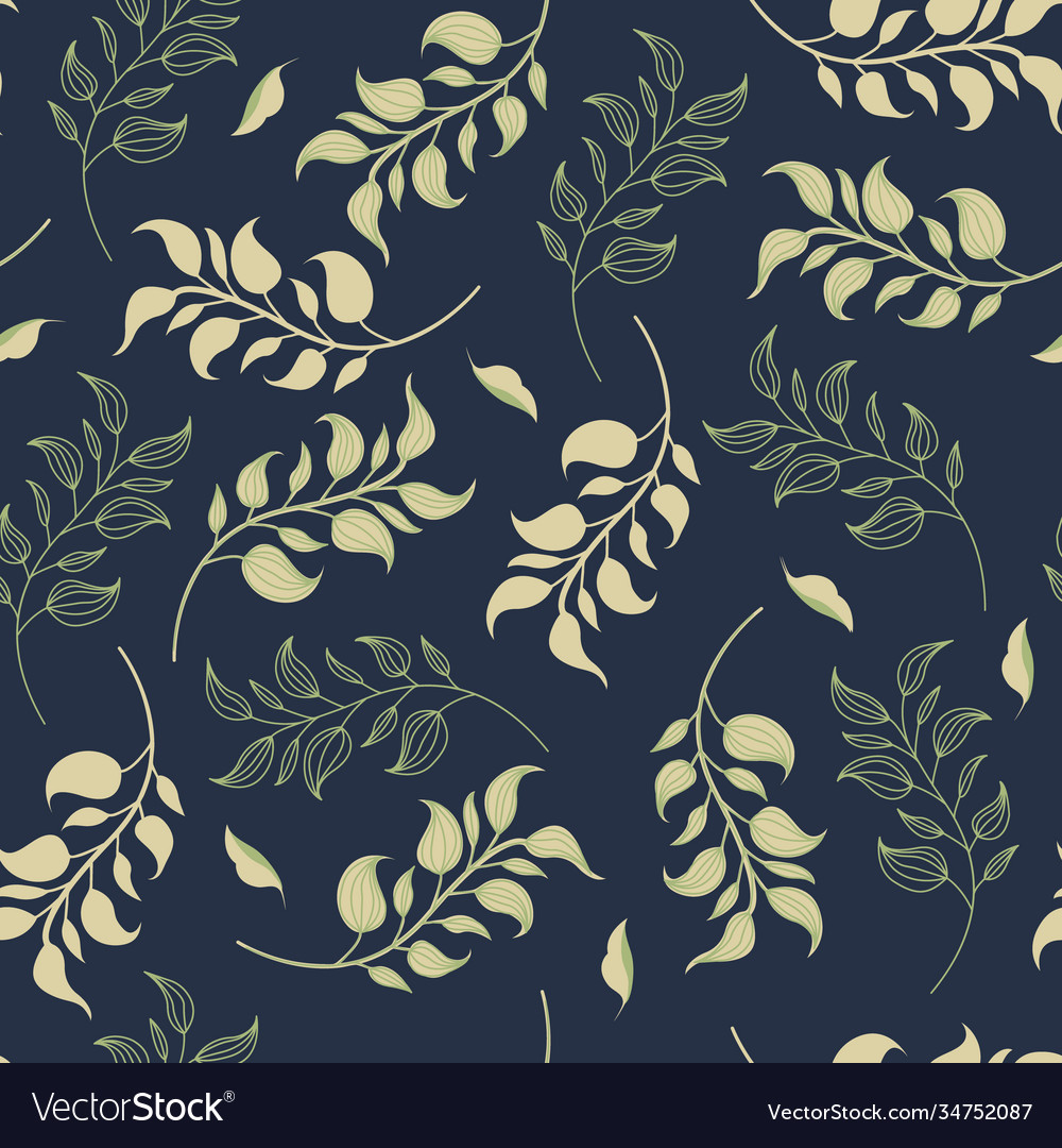 Seamless repeat pattern with leaves Royalty Free Vector