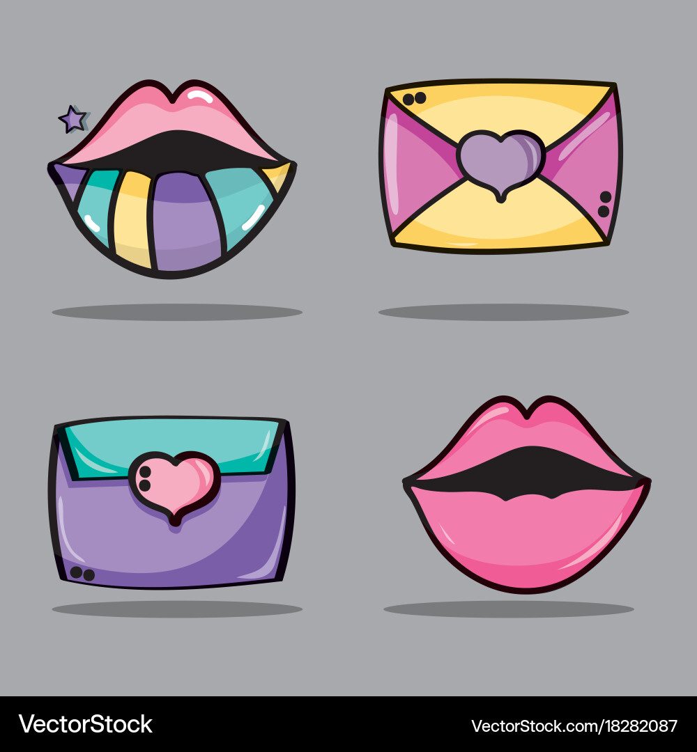 Set fashion cute patch decoration design Vector Image