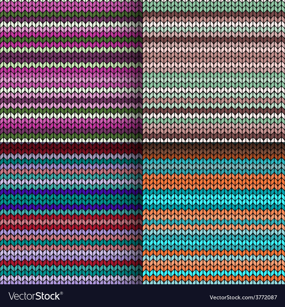 Set seamless knitted patterns Royalty Free Vector Image