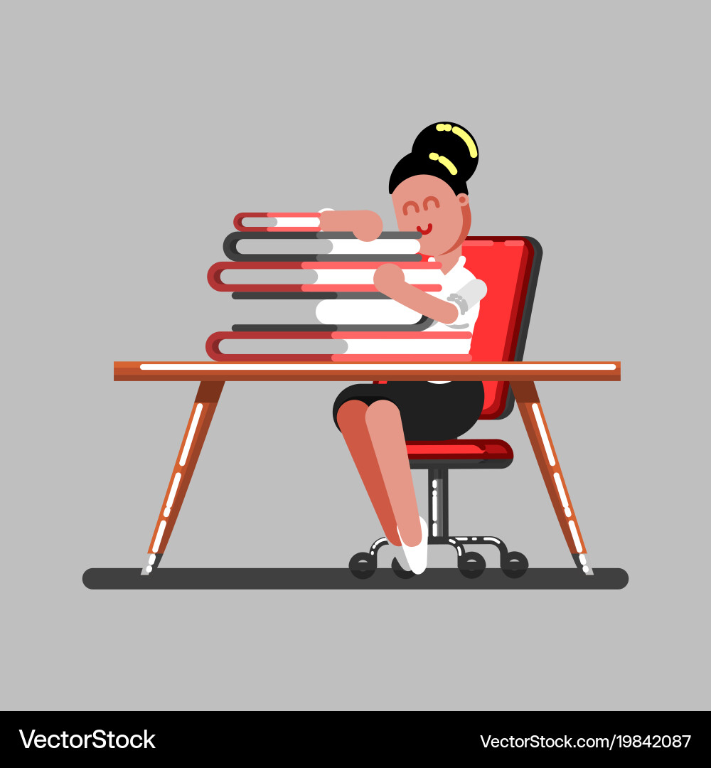 Woman hug a books Royalty Free Vector Image - VectorStock