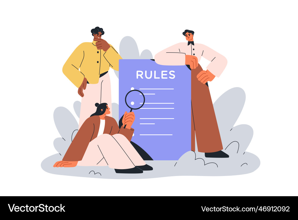 Business team reading corporate rules company Vector Image