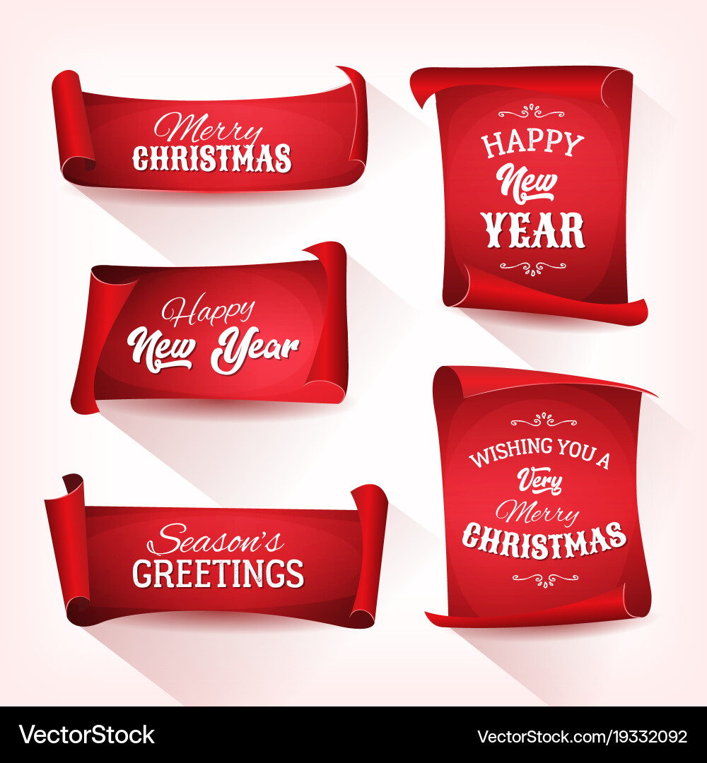 Collection of christmas parchment scroll Vector Image